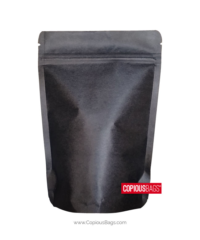 8 oz Black Kraft Stand Up Pouches 6x9 / 250 g | Food Grade Zipper Bags